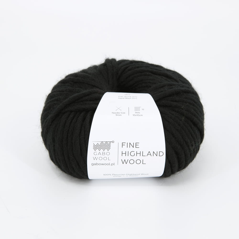 Włóczka GABO WOOL Fine Highland Wool 500 - czerń Włóczykijki