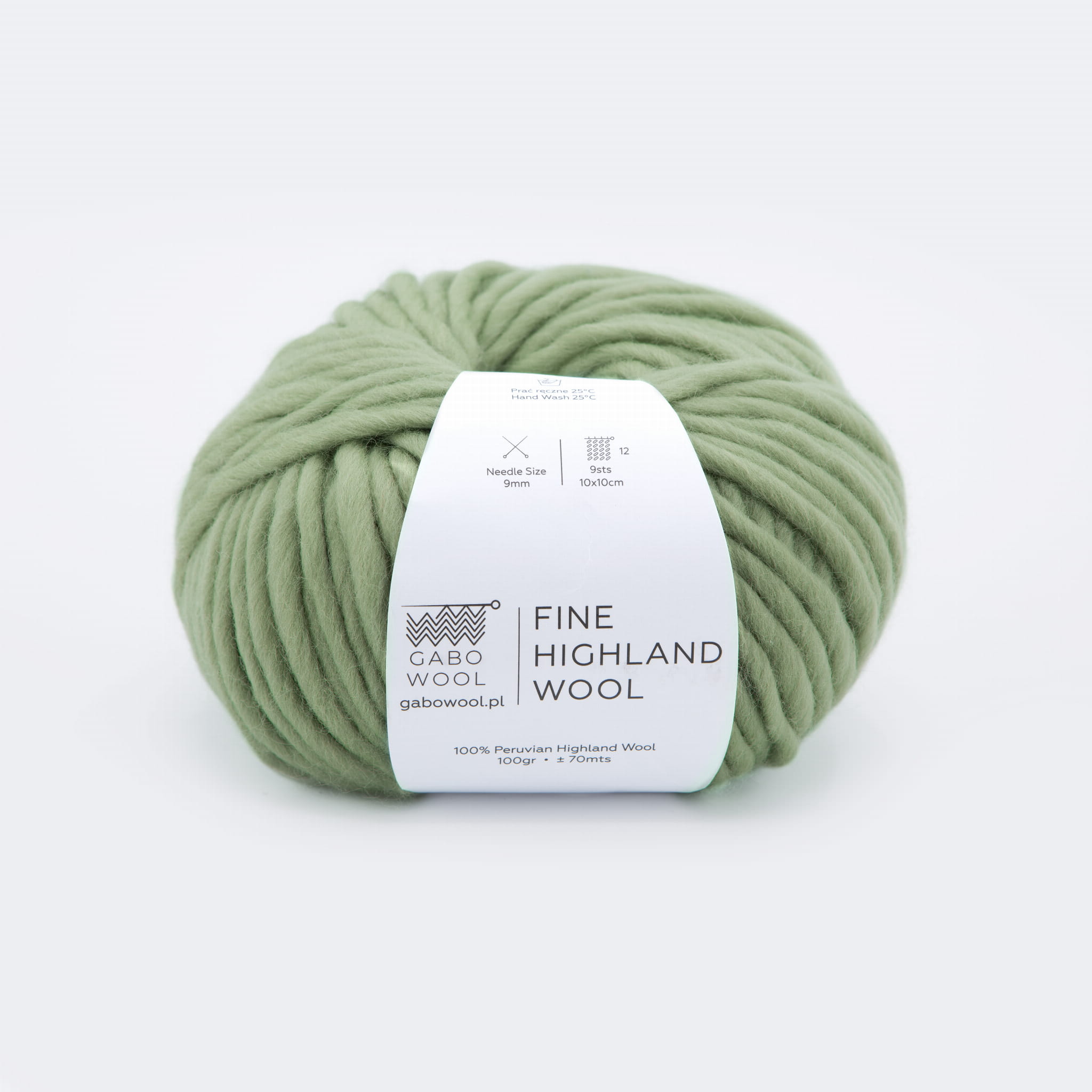 Włóczka GABO WOOL Fine Highland Wool 2058 - zielona szałwia Włóczykijki
