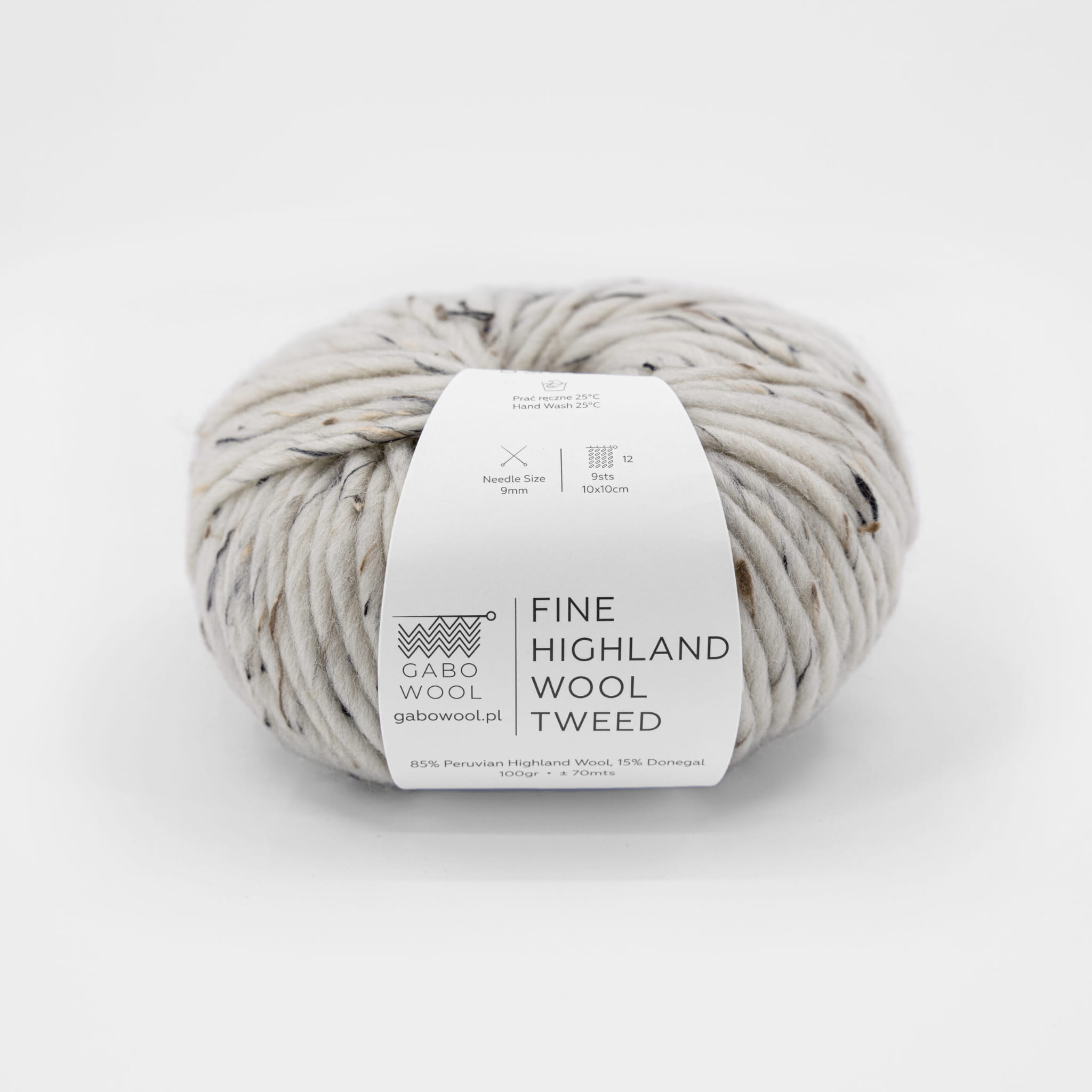 Włóczka GABO WOOL Fine Highland Wool TWEED T100 - naturalny Włóczykijki